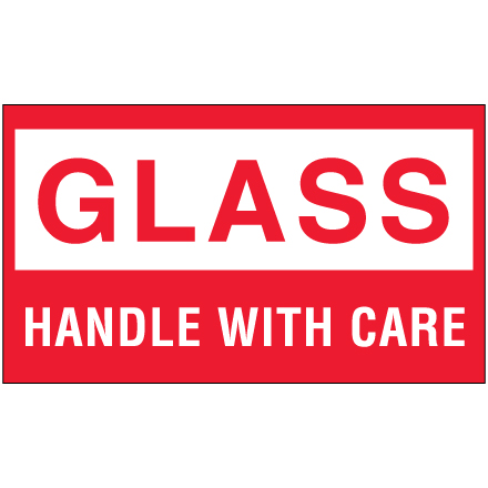 3 x 5" - "Glass - Handle With Care" Labels | Atlantic Tape & Packaging