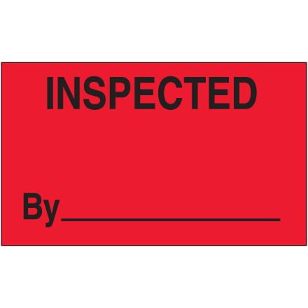 3 x 5" - "Inspected By" (Fluorescent Red) Labels | Packaging ...