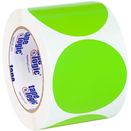 3" Fluorescent Green Inventory Circle Labels | Atlantic Tape & Packaging