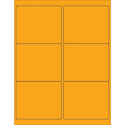 4 x 3 1/3" Fluorescent Orange Rectangle Laser Labels | Hathaway ...